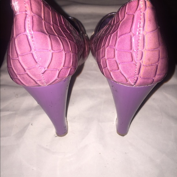Shoes | Purple Croc Print Open Toe Open Wedge Pump 75 | Poshmark
